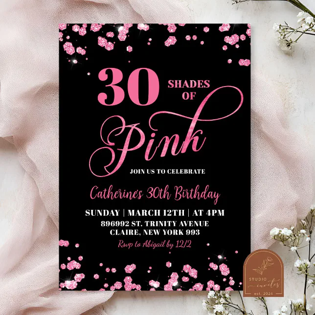 Shades of Pink 30th Birthday Party Invitation | Zazzle
