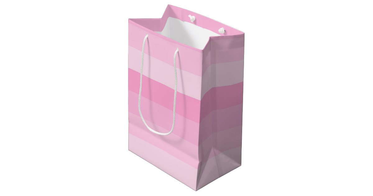 Shades of Pink Stripes Medium Gift Bag | Zazzle