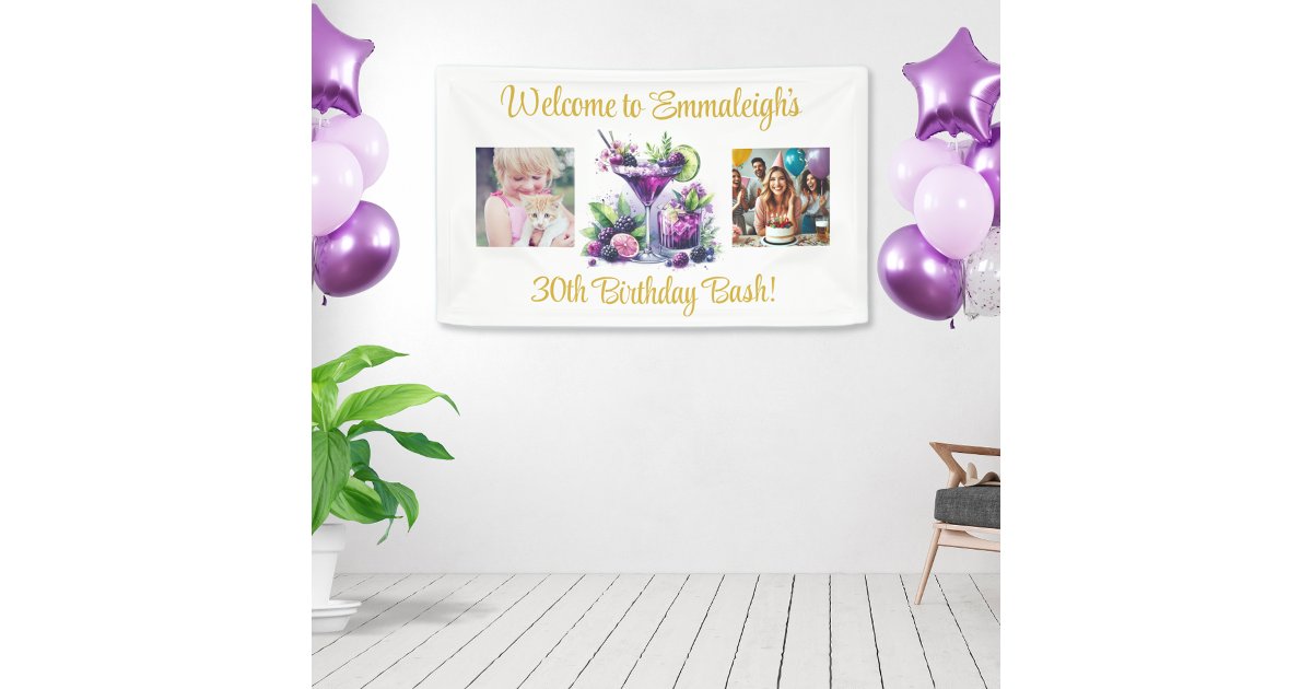 Shades of Purple: A Blue-Violet Birthday Bash Banner | Zazzle
