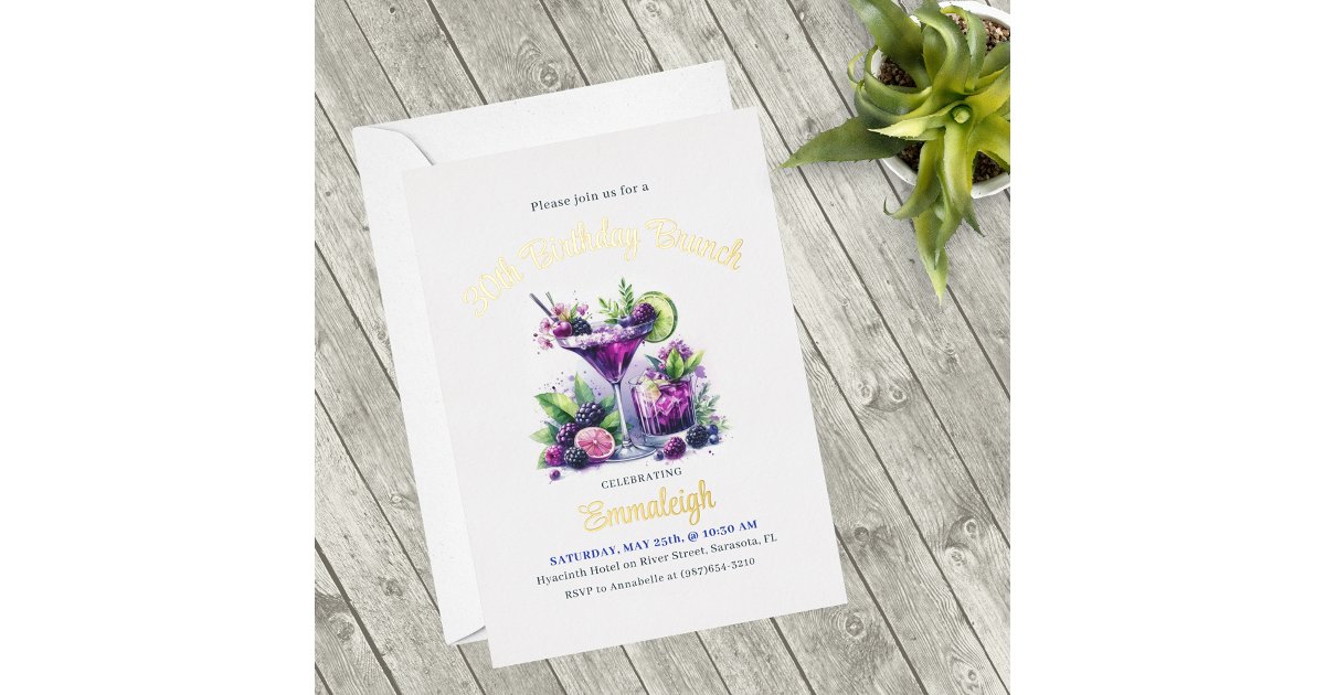 Shades of Purple: A Blue-Violet Birthday Bash Foil Invitation | Zazzle