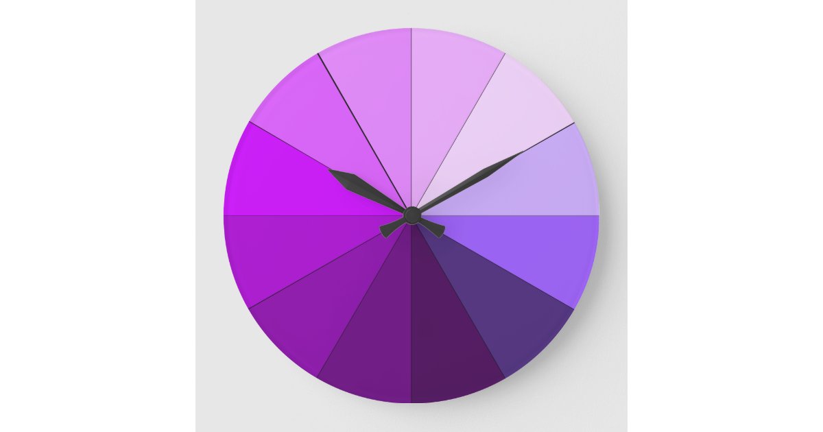 shades of purple large clock | Zazzle
