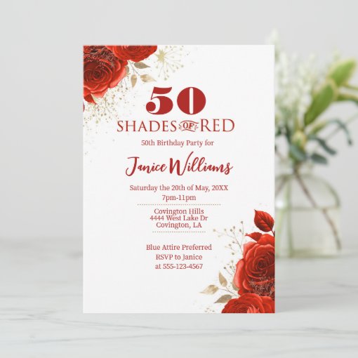 Shades of Red Birthday Invitation | Zazzle