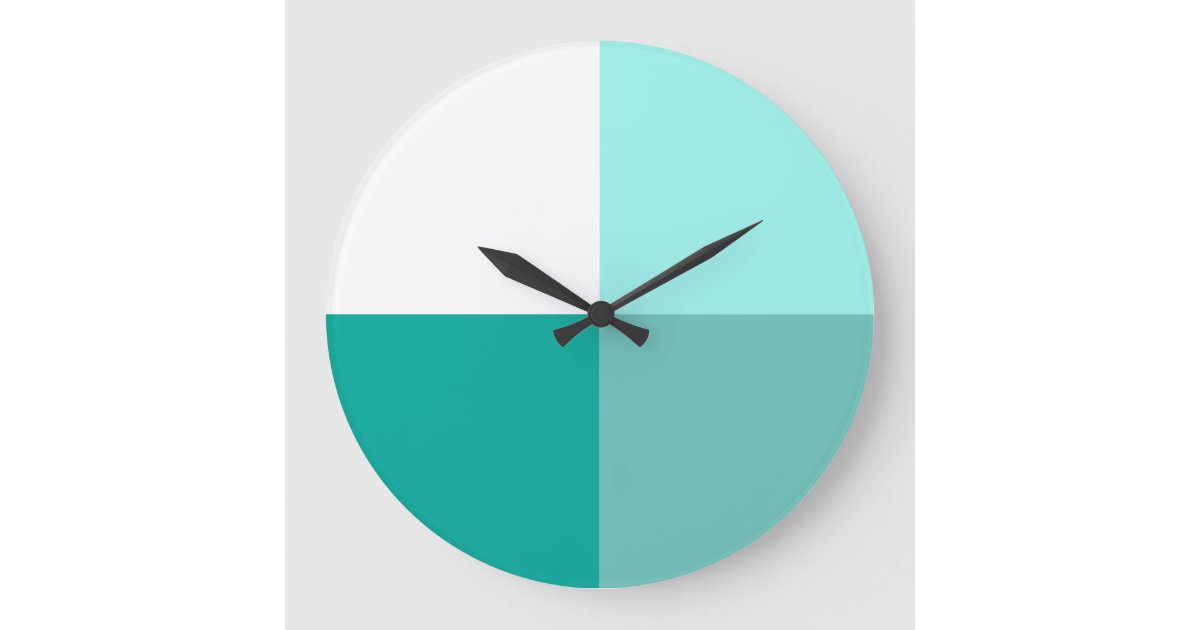 Shades of Teal Modern Art Color-block Wall Clock | Zazzle