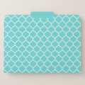 Shades of Turquoise Quatrefoil Pattern File Folder | Zazzle