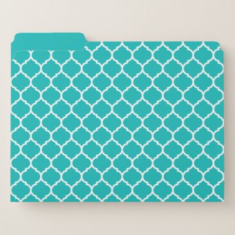 Shades of Turquoise Quatrefoil Pattern File Folder | Zazzle