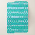 Shades of Turquoise Quatrefoil Pattern File Folder | Zazzle