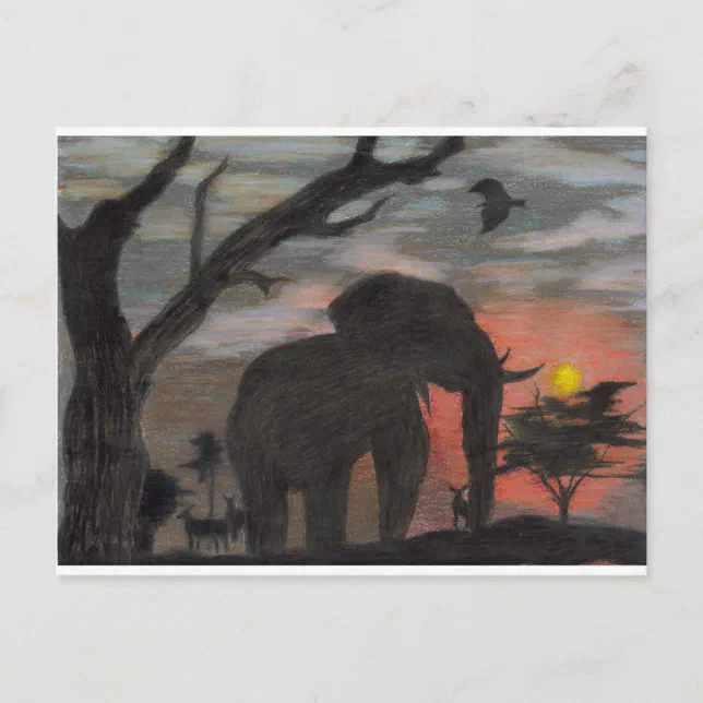 Shadow Elephant Postcard | Zazzle
