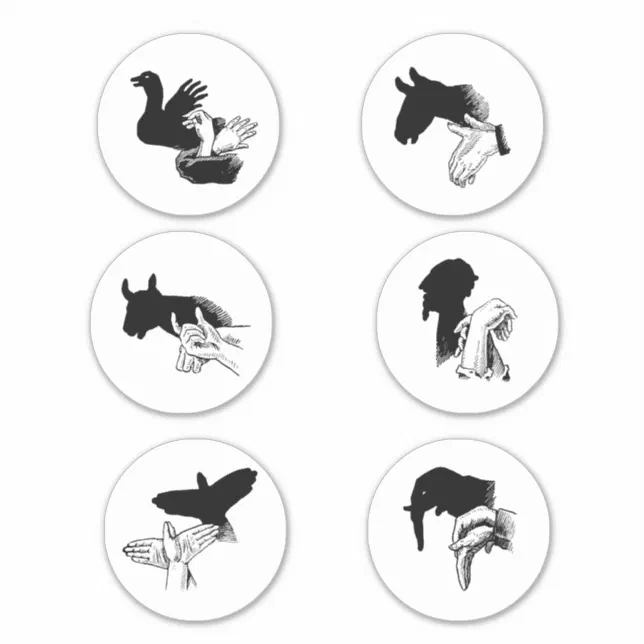 Shadow Hand puppets Vintage Art Illustrations Sticker | Zazzle
