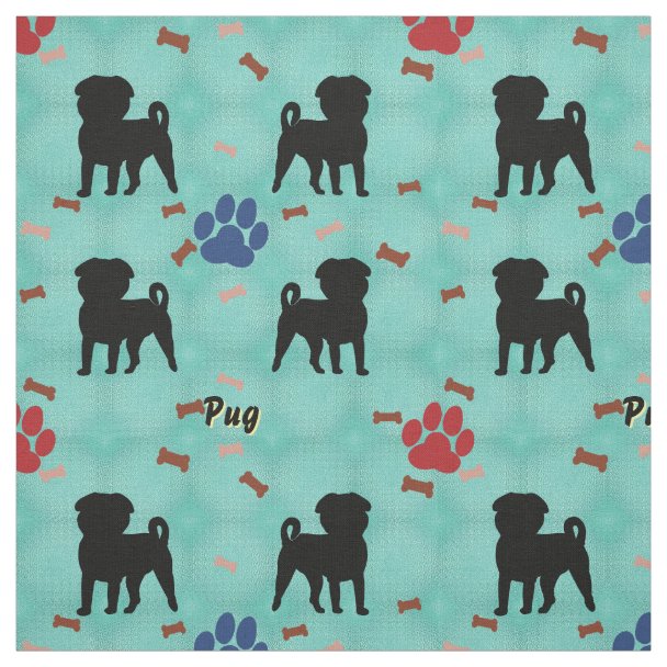 Pug dog pattern fabric | Zazzle.com
