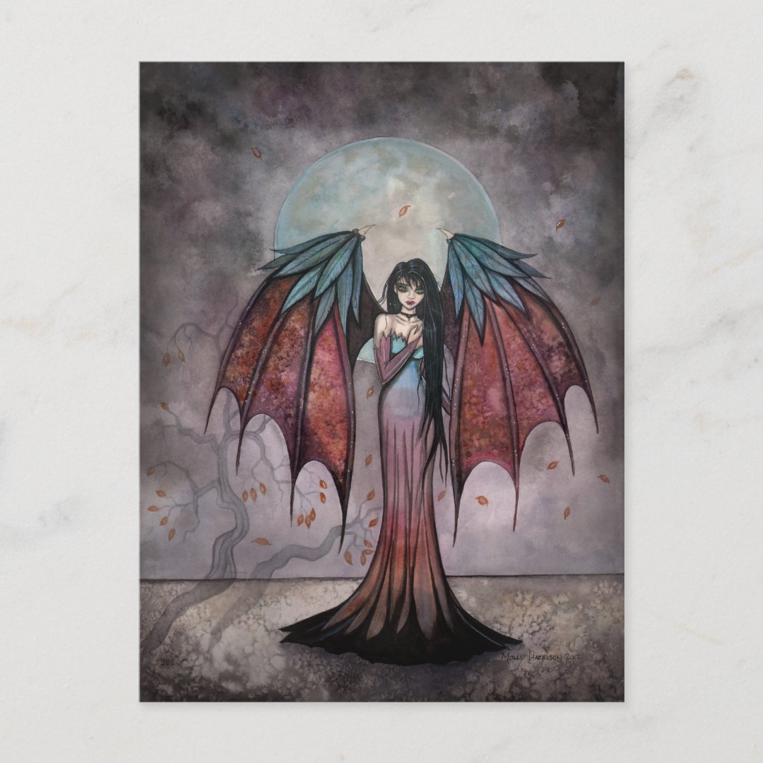 Shadow Trees Gothic Fantasy Fairy Vampire Art Postcard | Zazzle