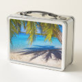 Shadows on the beach metal lunch box | Zazzle