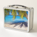 Shadows on the beach metal lunch box | Zazzle