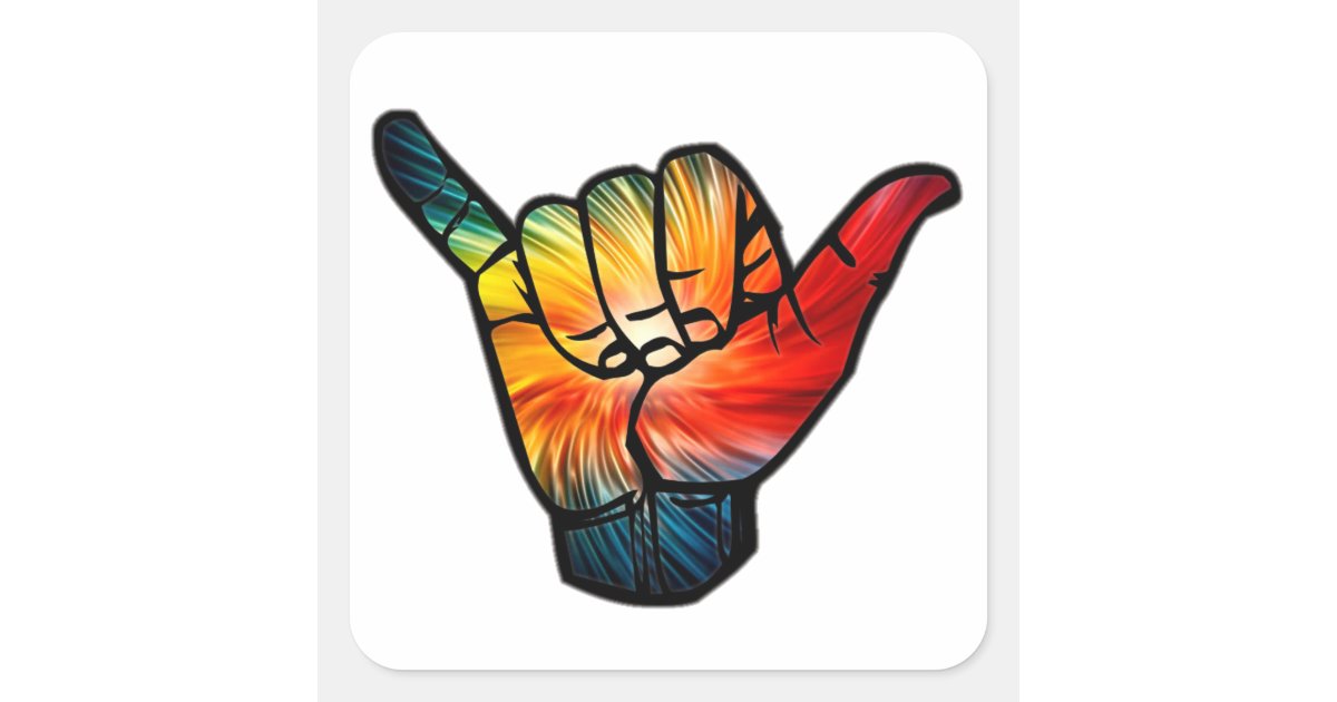 Shaka Rainbow Square Sticker | Zazzle