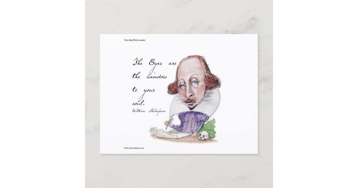 Shakespeare Caricature & The Tempest Quote Postcard | Zazzle