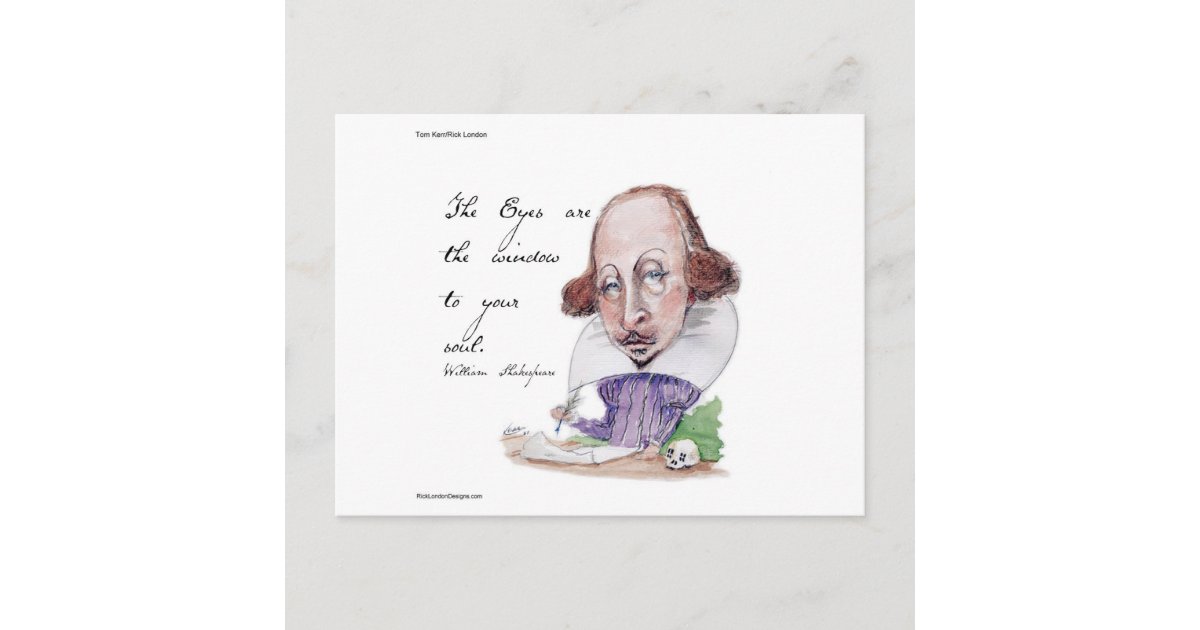 Shakespeare Caricature & The Tempest Quote Postcard | Zazzle