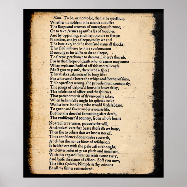 Shakespeare Hamlet To Be Soliloquy Poster | Zazzle