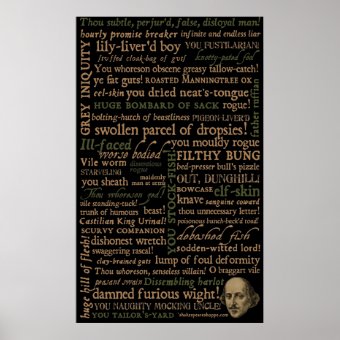 Shakespeare Insults Collection Poster | Zazzle