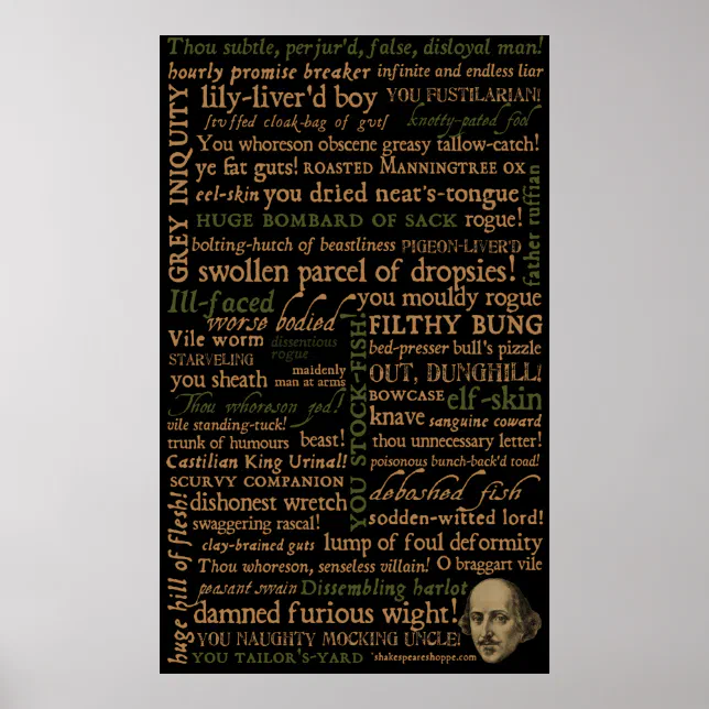 Shakespeare Insults Collection Poster | Zazzle