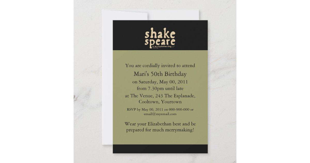 Shakespeare - it's an Elizabethan thing Invitation | Zazzle