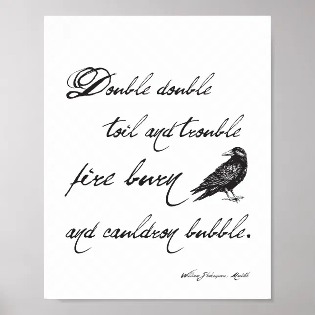 Shakespeare Macbeth Spell Quote and Crow Halloween Poster | Zazzle