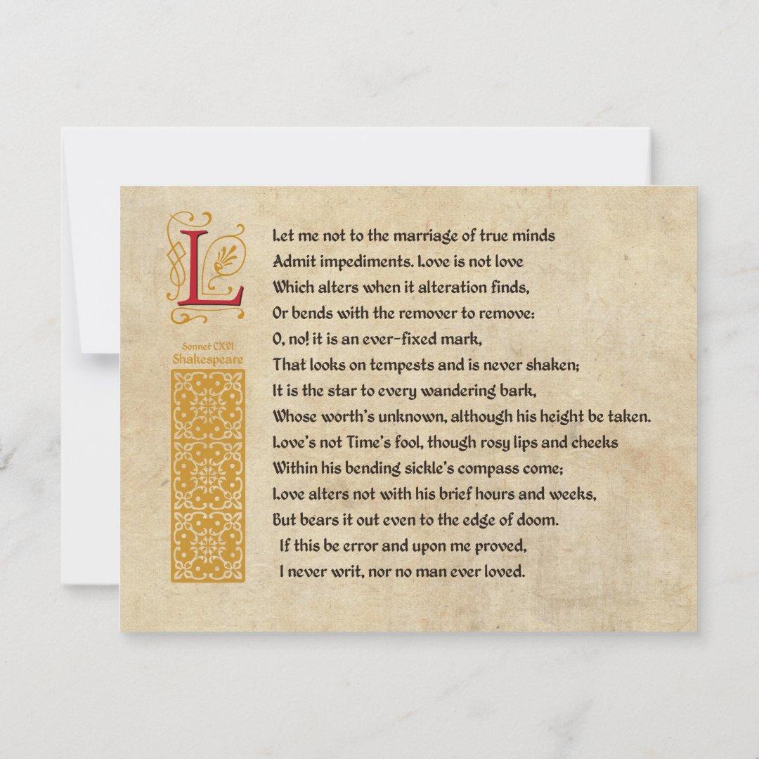 Shakespeare Sonnet 116 (CXVI) on Parchment Invitation | Zazzle