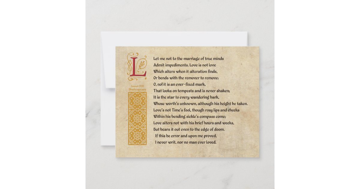 Shakespeare Sonnet 116 (CXVI) on Parchment Invitation | Zazzle