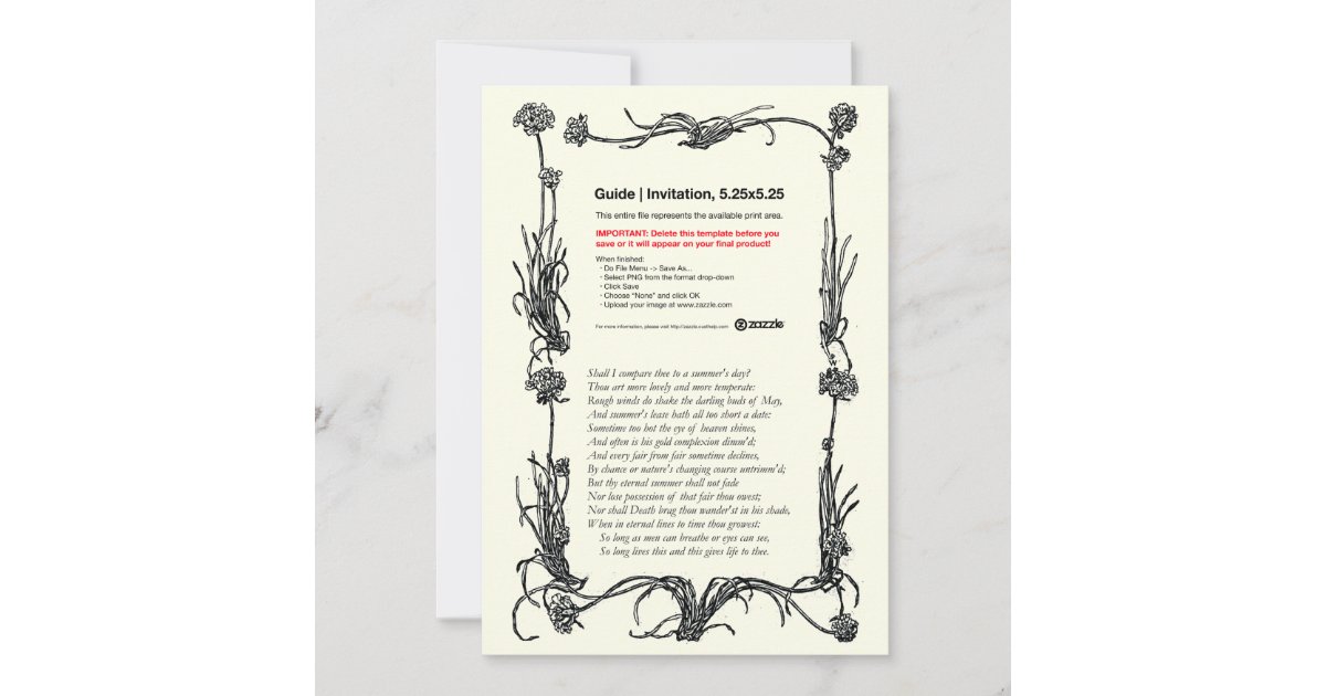 Shakespeare Sonnet # 18 Invitation | Zazzle