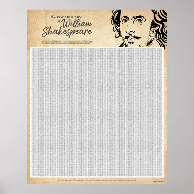 Shakespeare Word Search Poster (Large) | Zazzle