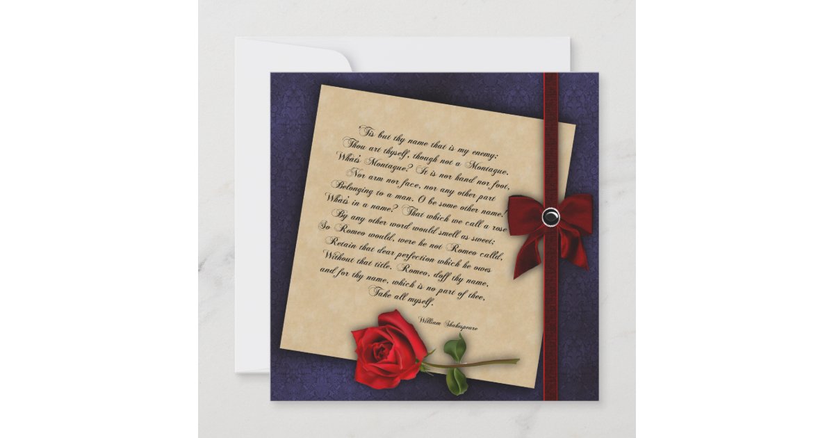 Shakespearean Rose Gothic Wedding Invitation | Zazzle