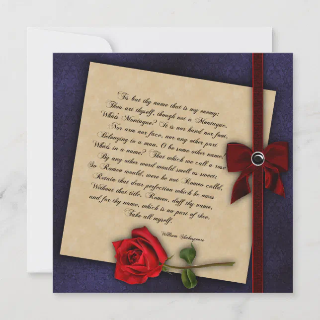 Shakespearean Rose Gothic Wedding Invitation | Zazzle