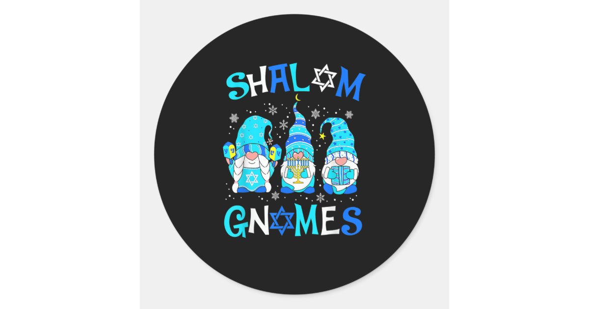 Shalom Gnome Jewish Hanukkah Chanukkah Gnomes Fami Classic Round ...