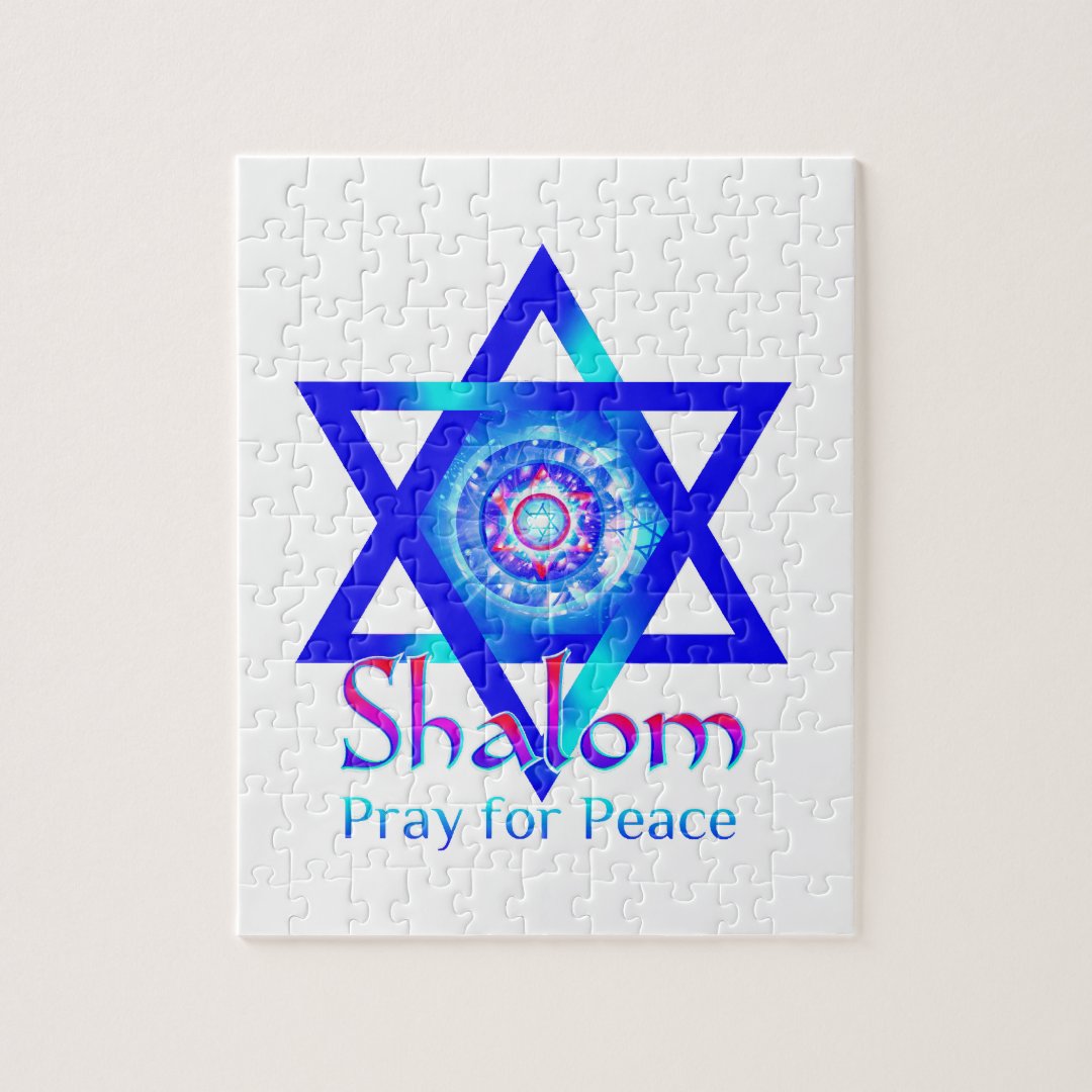 SHALOM Star of David_Pray for Peace of Israel Jigsaw Puzzle | Zazzle