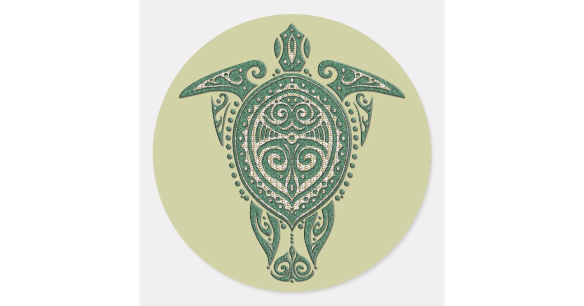 Shamanic Sea Turtle Symbol + your ideas Classic Round Sticker | Zazzle