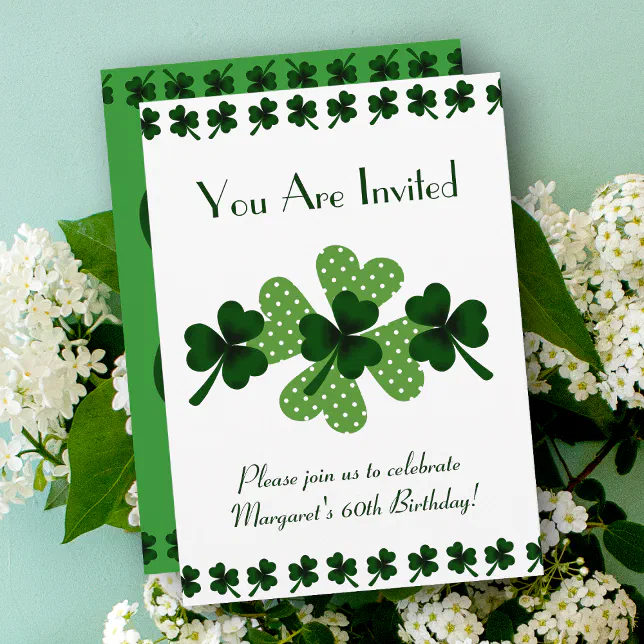 Shamrock and Four Leaf Clover Invitation | Zazzle