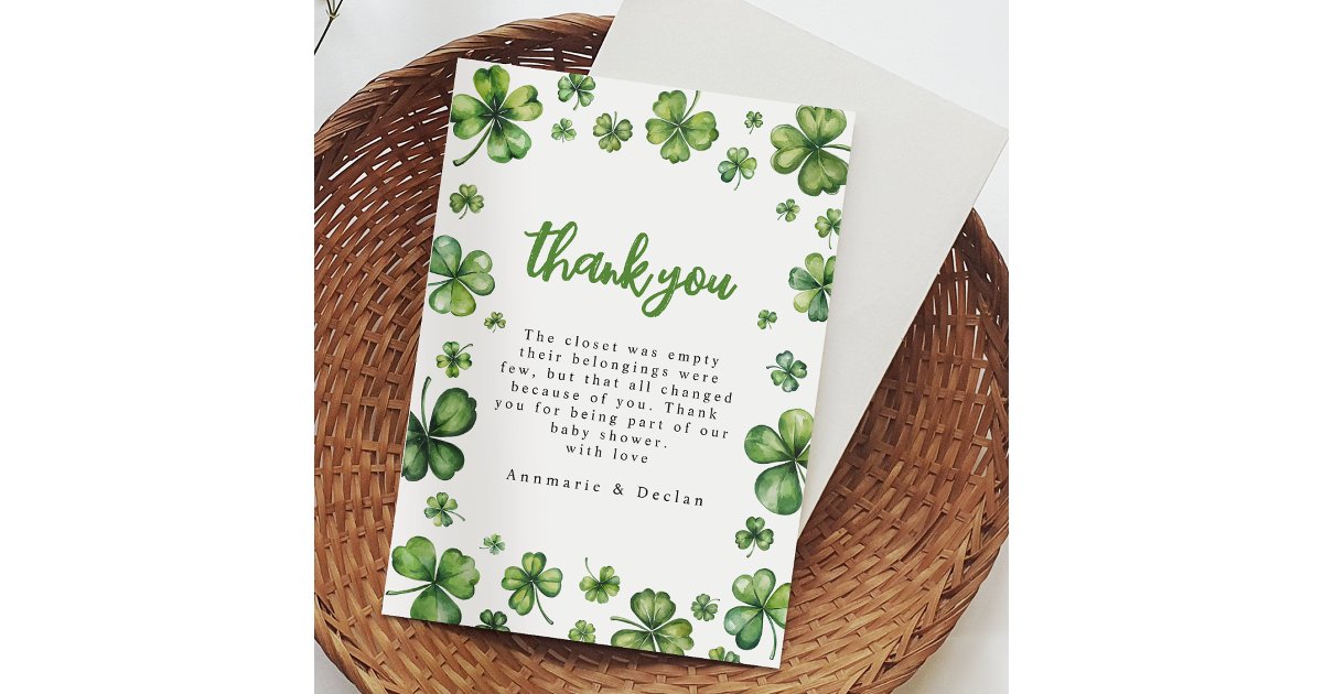 Shamrock | Baby Shower Thank You Card | Zazzle