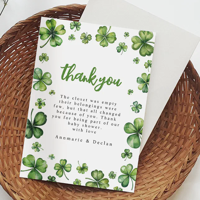 Shamrock | Baby Shower Thank You Card | Zazzle