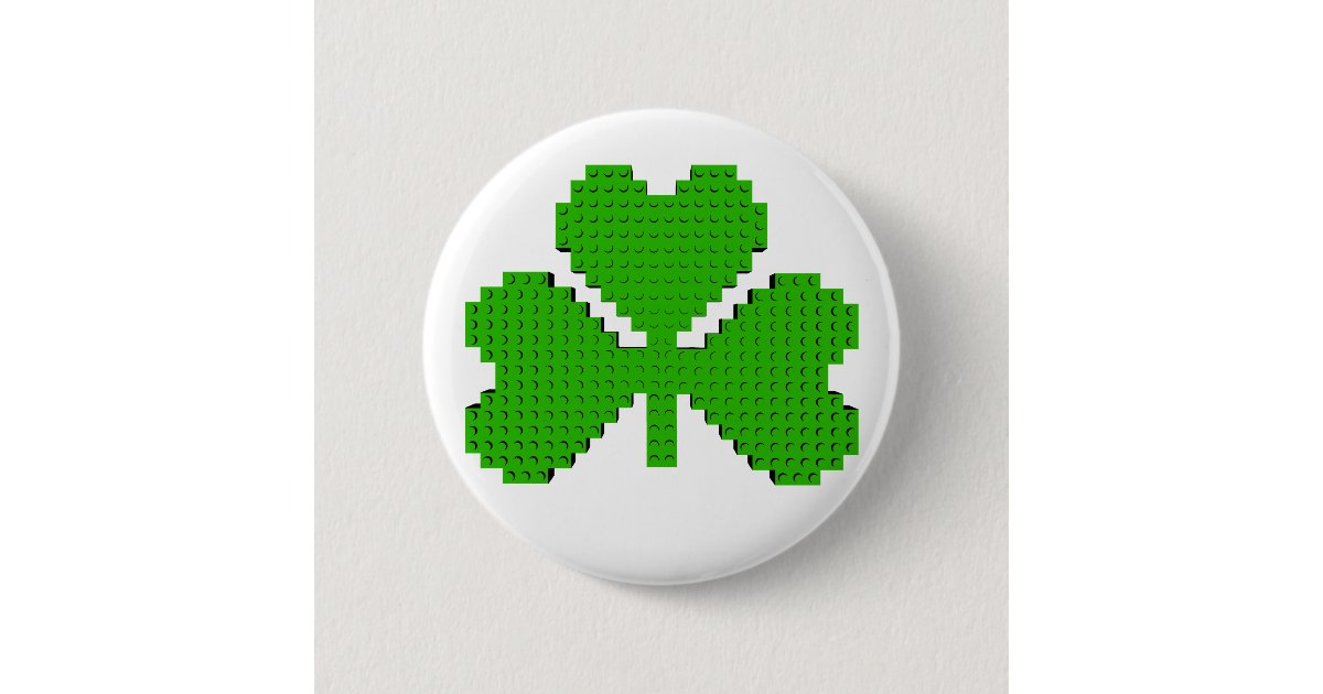 Shamrock Building Blocks Drawing Button | Zazzle