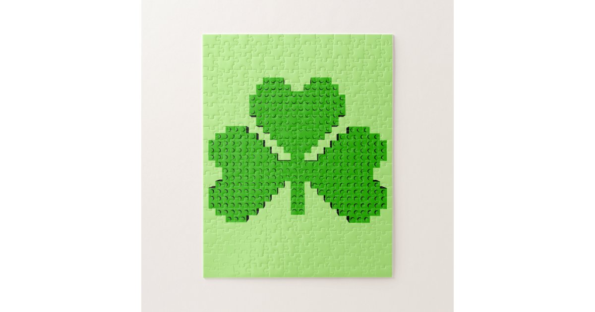 Shamrock Building Blocks Drawing Jigsaw Puzzle | Zazzle