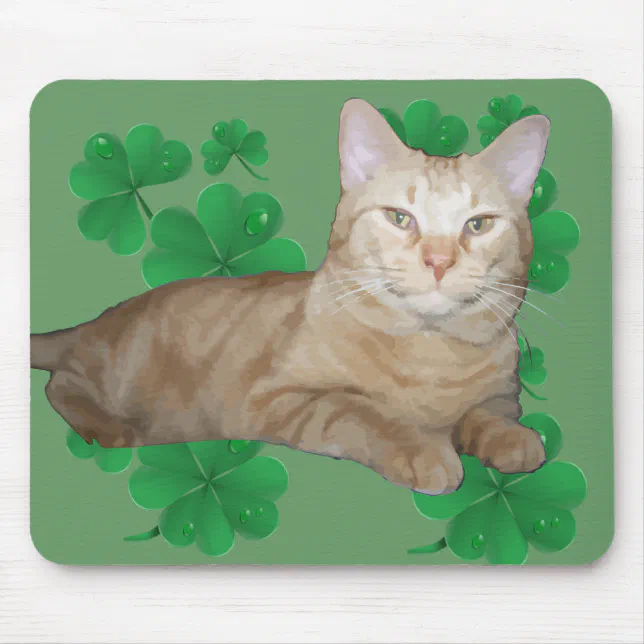 Shamrock Cat Mousepad | Zazzle
