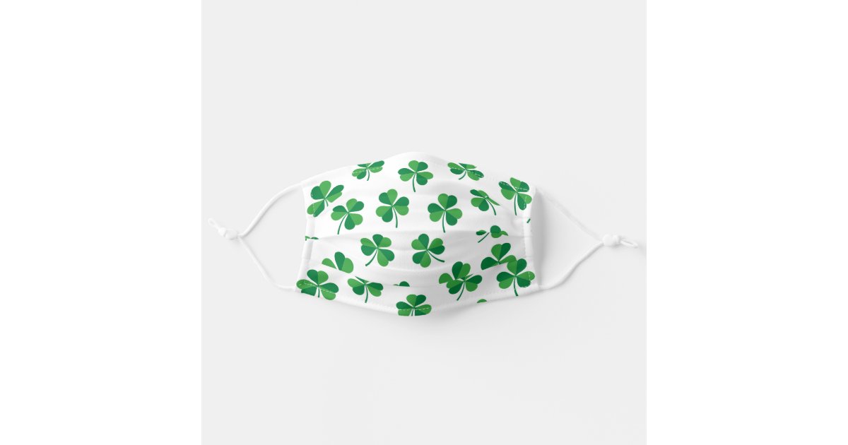 Shamrock Clover Luck 'O The Irish Pattern Adult Cloth Face Mask | Zazzle