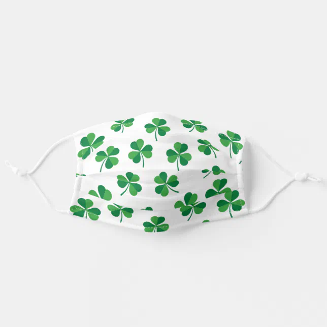 Shamrock Clover Luck 'O The Irish Pattern Adult Cloth Face Mask | Zazzle
