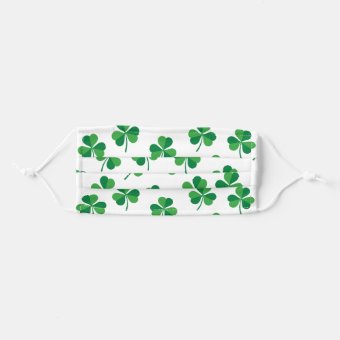 Shamrock Clover Luck 'O The Irish Pattern Adult Cloth Face Mask | Zazzle