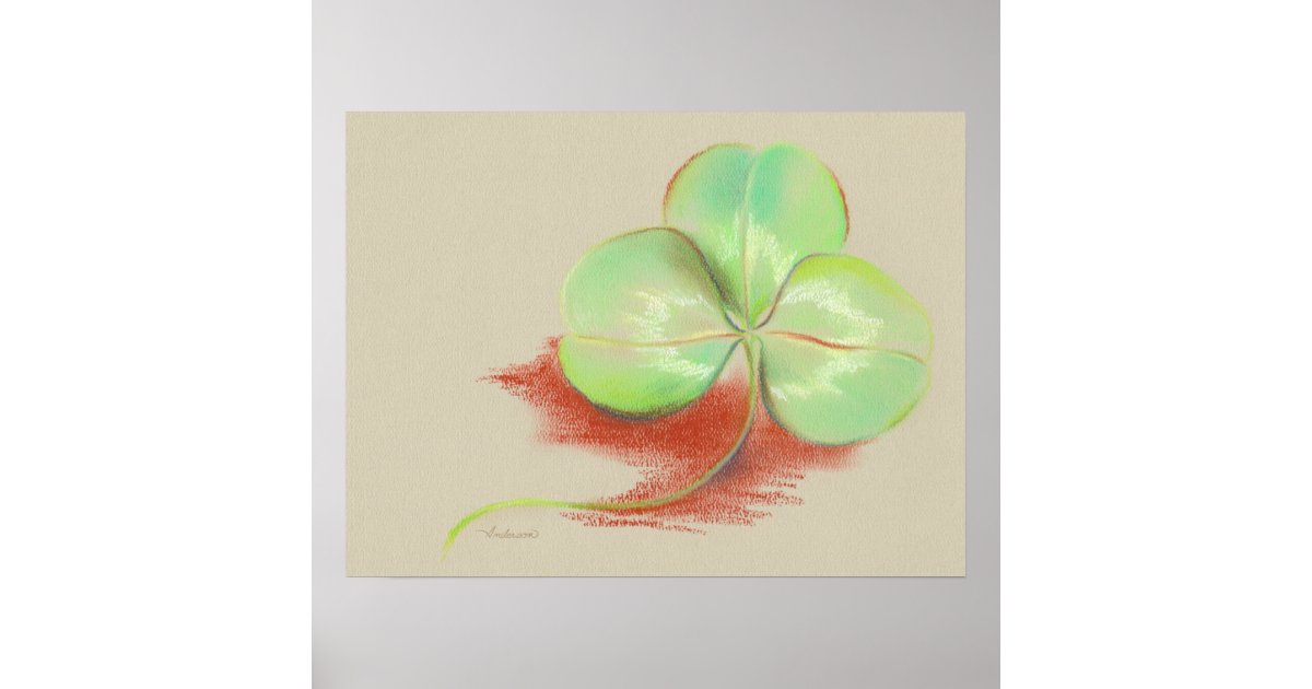 Shamrock Clover Pastel Drawing Poster | Zazzle