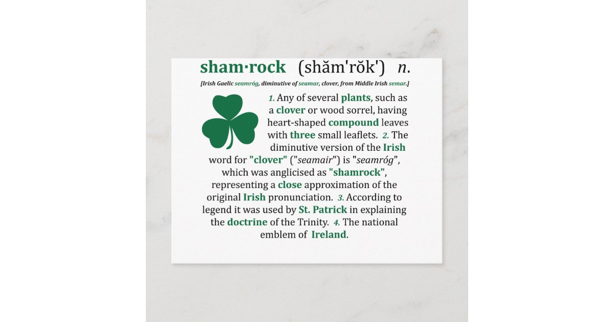 Shamrock Definition Postcard | Zazzle