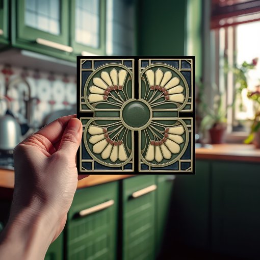 Shamrock Green Abstract Mid-Century Style Ceramic Tile | Zazzle