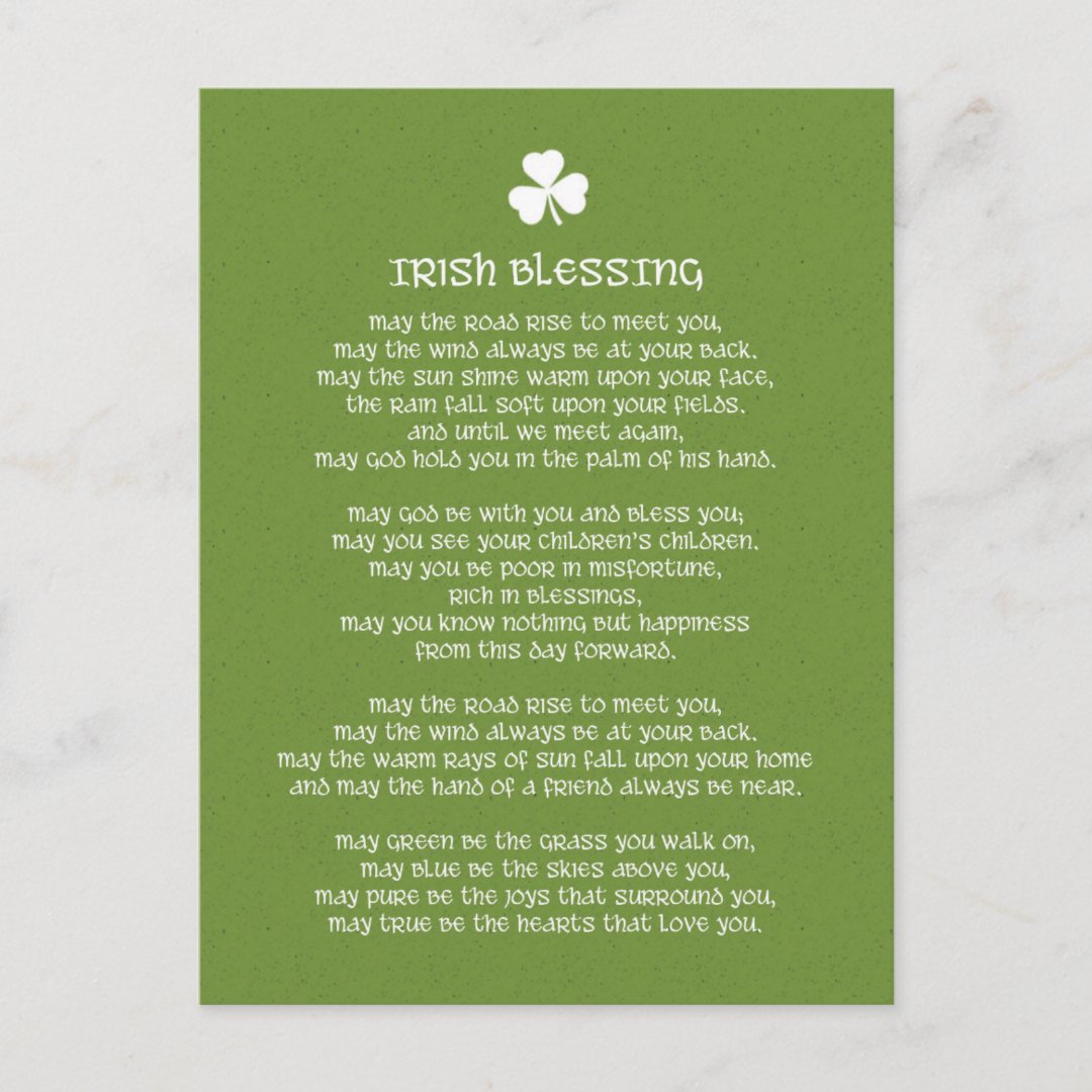Shamrock Green Irish Blessing Postcard | Zazzle