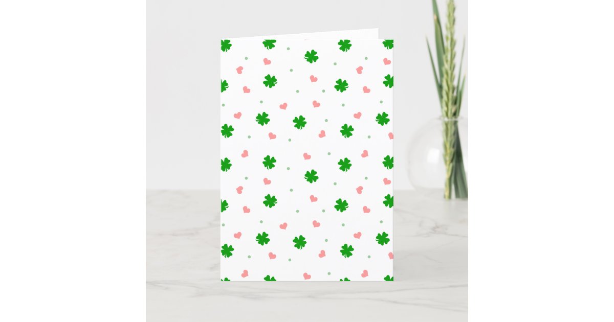 Shamrock Hearts Polka Dots Blank Note Card | Zazzle