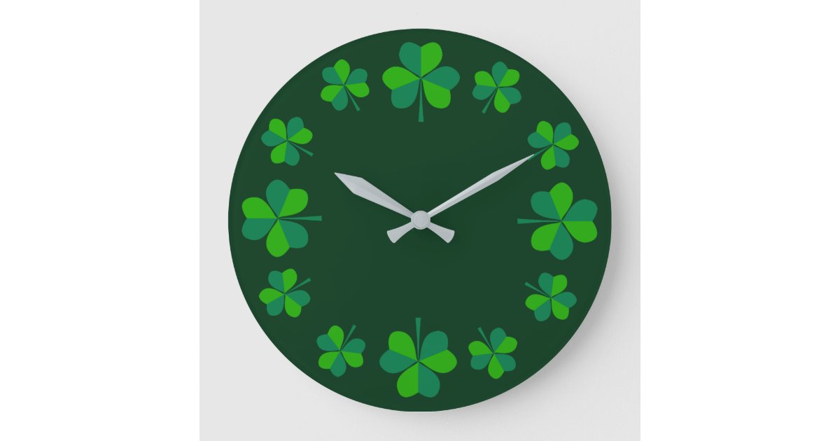 Shamrock Large Clock | Zazzle