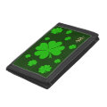Shamrock & Lucky Clover leaf monogrammed / Irish Trifold Wallet | Zazzle