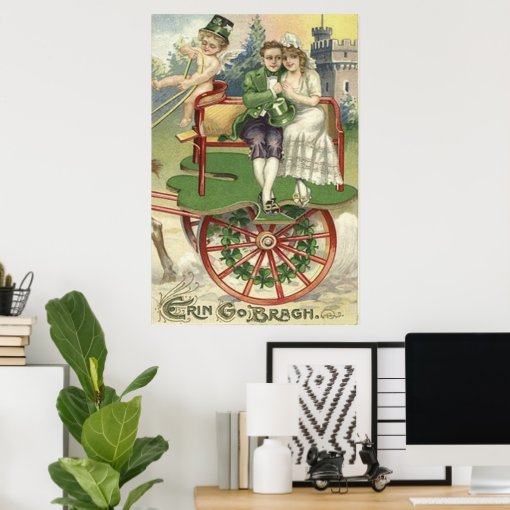 Shamrock Married Couple Horse Carriage Cherub Poster | Zazzle